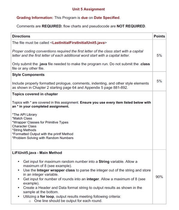 Solved Unit 5 Assignment Grading Information: This Program | Chegg.com