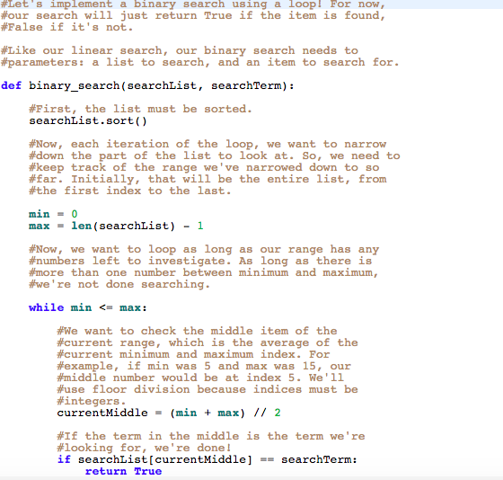 Solved #Let's implement a binary search using a loop! For | Chegg.com