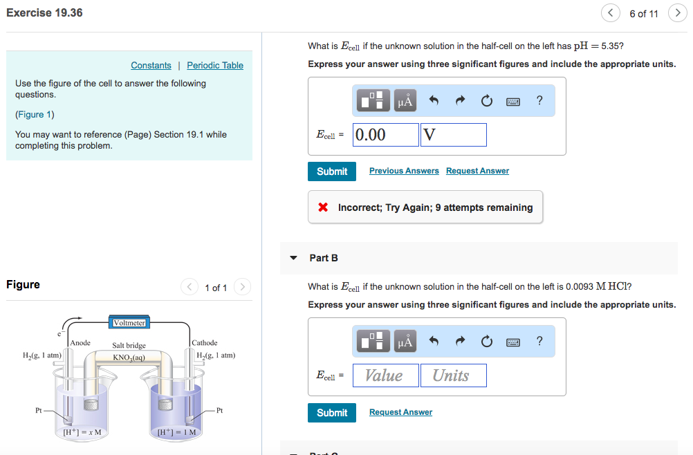Solved Exercise 19.36 6 of 11 > What is Ecell if the unknown | Chegg.com