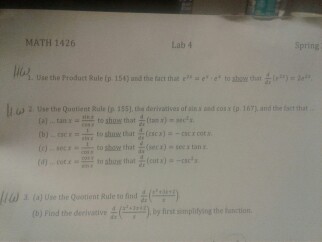 Solved MATH 1426 Lab 4 Spring pu Use ther Use the Priduct | Chegg.com