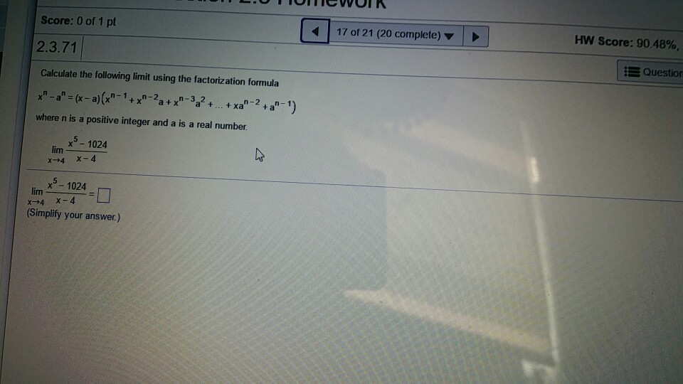 Solved Calculate the following limit using the factorization | Chegg.com