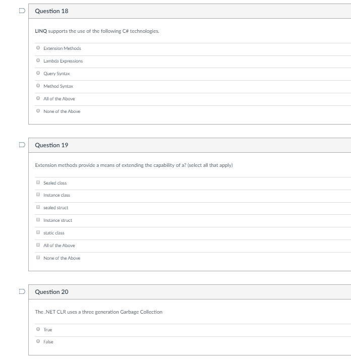 Solved D Question 18 LINQ supports the use of the following | Chegg.com