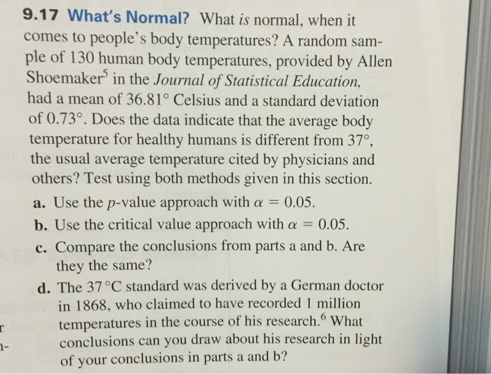Solved 9.17 What's Normal? What is normal, when it comes to | Chegg.com