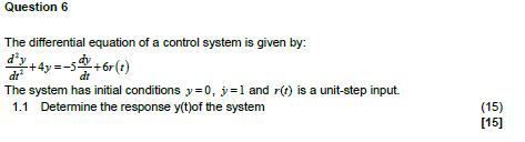 Solved The differential equation of a control system is | Chegg.com