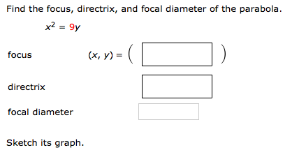 Solved Find the focus, directrix, and focal diameter of the | Chegg.com