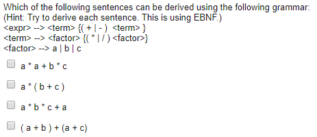 Solved Which of the following sentences can be derived using | Chegg.com