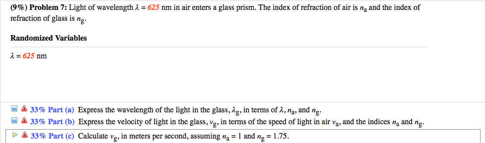 Solved lambda = 625 nm a) Express the wavelength of light in | Chegg.com