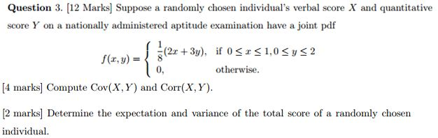 Solved Suppose a randomly chosen individual's verbal score X | Chegg.com