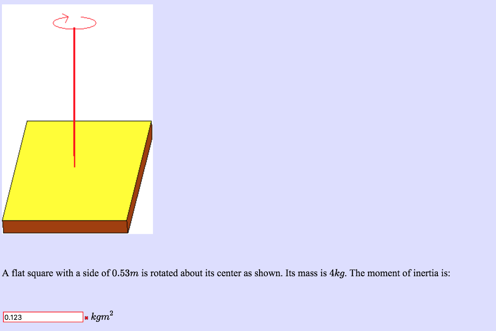 Solved A flat square with a side of 0.53m is rotated about | Chegg.com