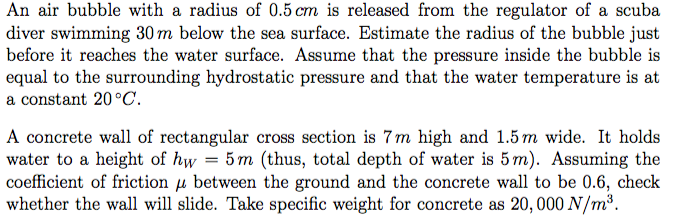 An air bubble with a radius of 0.5 cm. is released | Chegg.com