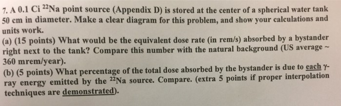 7. A 0.1 Ci 22Na point source (Appendix D) is stored | Chegg.com