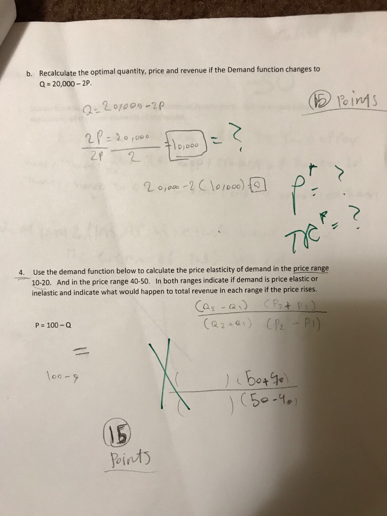 Solved Recalculate the optimal quantity, price and revenue | Chegg.com