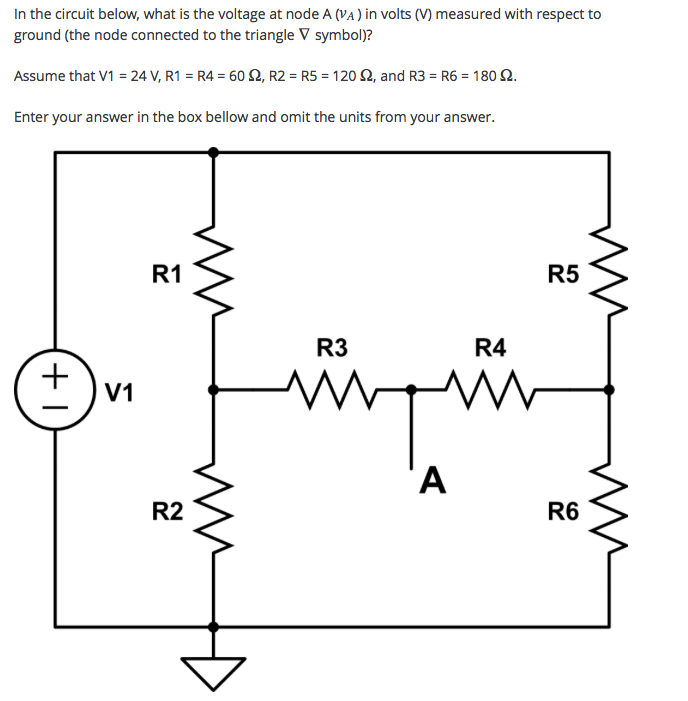 Solved In the circuit below, what is the voltage at node A | Chegg.com