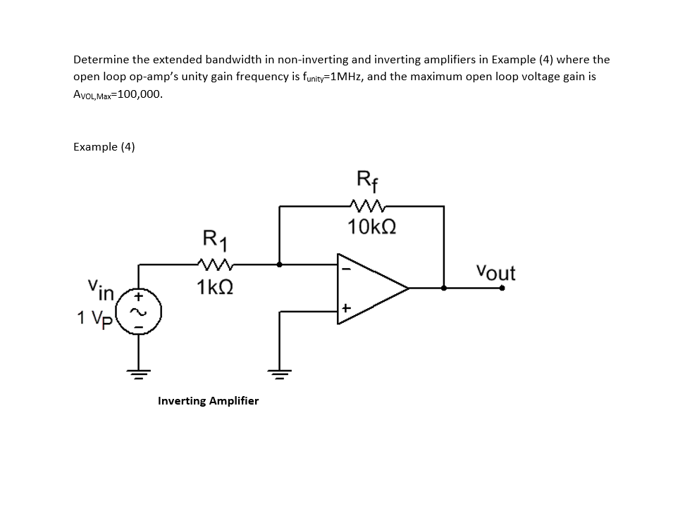 Solved Determine the extended bandwidth in non-inverting and | Chegg.com