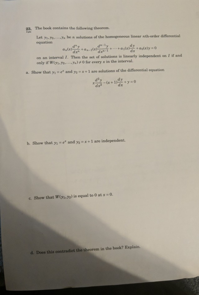Solved 23. The book contains the following theorem. Let | Chegg.com