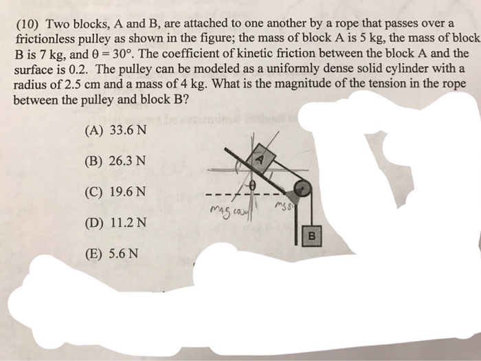 Solved Two blocks, A and B, arc attached to one another by a | Chegg.com