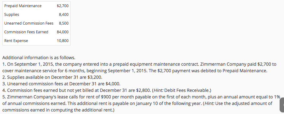 Solved $2,700 8,400 Unearned Commission Fees 8,500 | Chegg.com