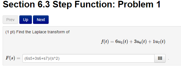 Solved Section 6.3 Step Function: Problem 1 Prev Up Next (1 | Chegg.com