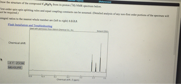 Solved Draw the structure of the compound C4H8O2 from its | Chegg.com