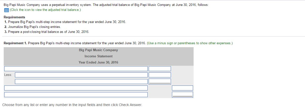 Solved Big Papi Music Company uses a perpetual inventory | Chegg.com