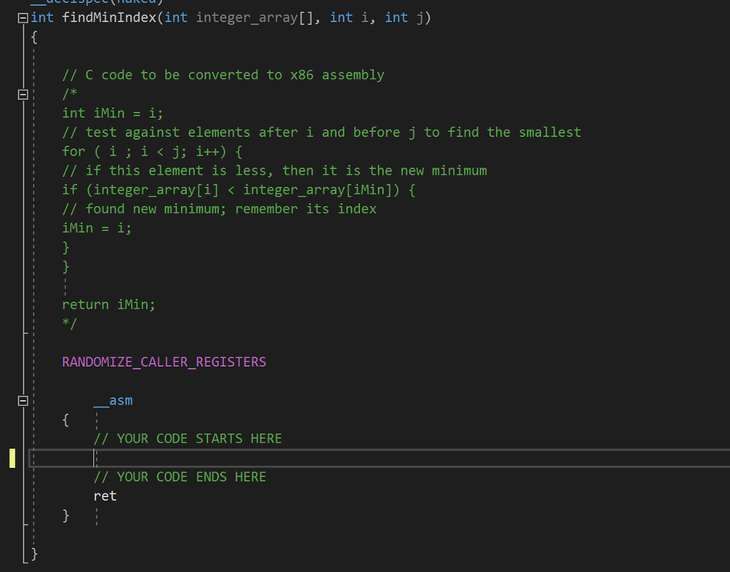Solved UCC UPCCTIUITCU) Dint findMinIndex (int | Chegg.com