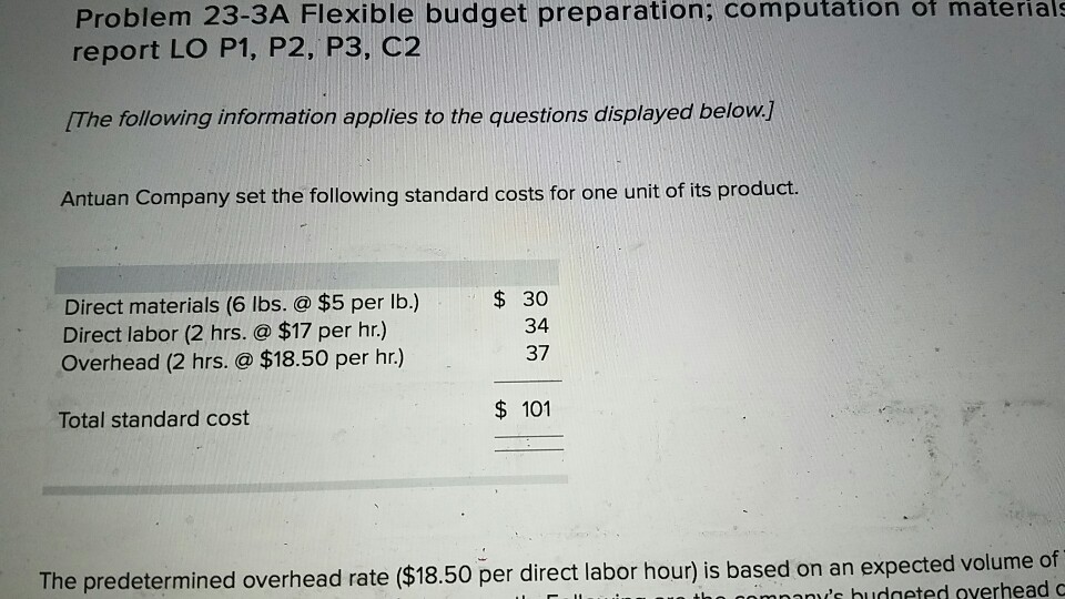 Solved computation of materials Problem 23-3A Flexible | Chegg.com