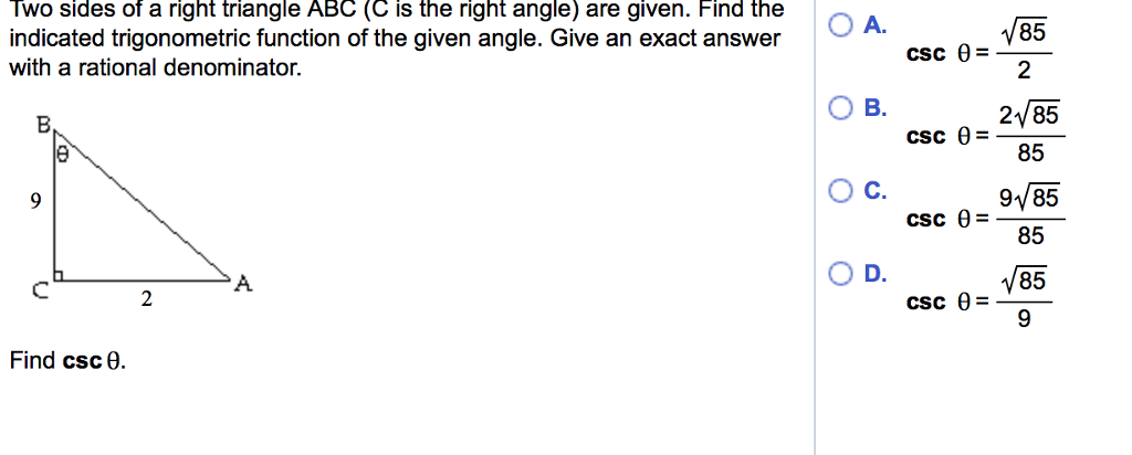 Solved Two sides of a right triangle ABC (C is the right | Chegg.com
