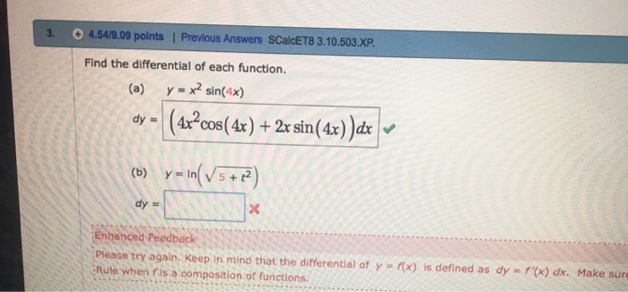 Solved Find the differential of each function. y = x^2 | Chegg.com