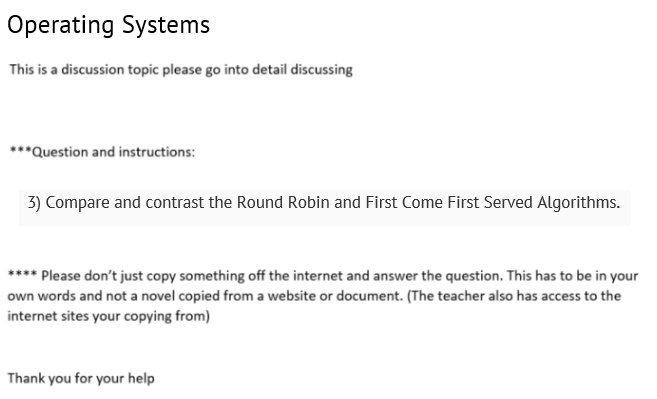 Solved Compare and contrast the Round Robin and First Come | Chegg.com