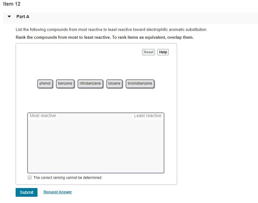 Solved Item 12 Part A List the following compounds from most | Chegg.com