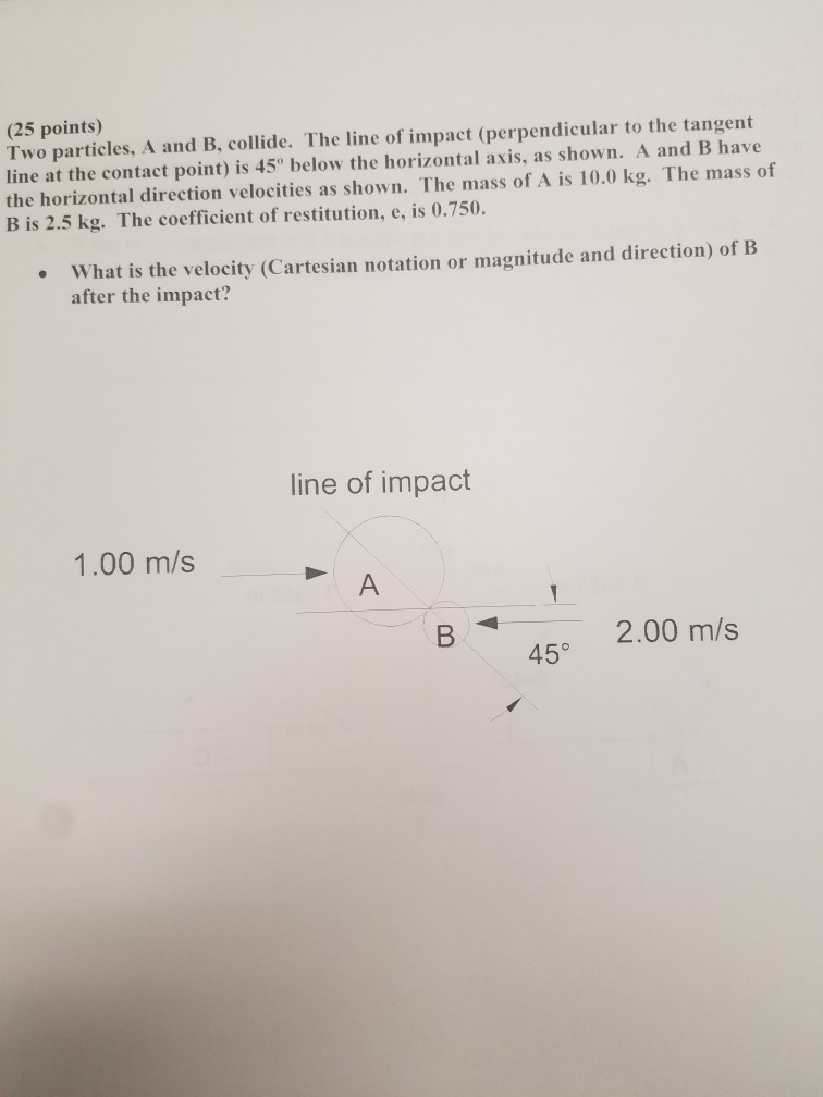 Solved (25 points) Two particles, A and B, collide. The line | Chegg.com