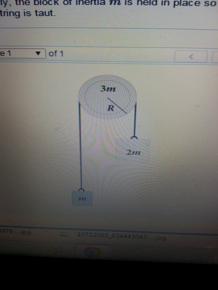 Solved A block of inertia m is attached to a block of | Chegg.com