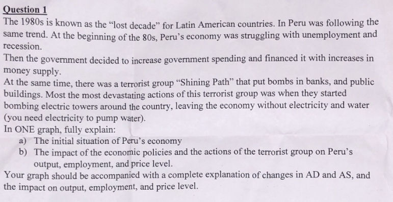 Solved Question 1 The 1980s is known as the "lost decade" | Chegg.com