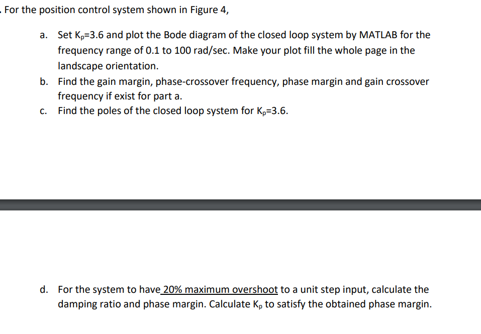 Solved For the position control system shown in Figure 4, | Chegg.com