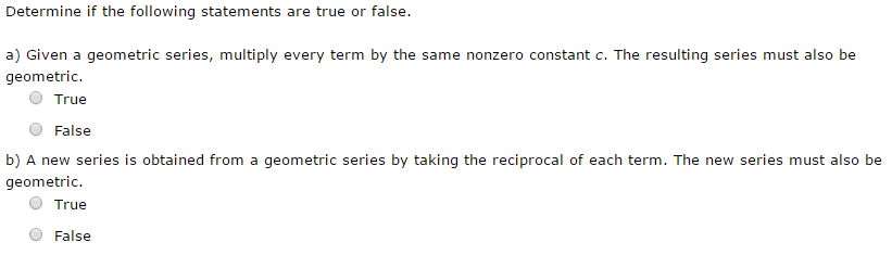 Solved Determine if the following statements are true or | Chegg.com