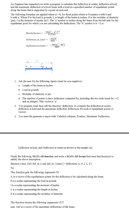 Solved An Engineer has requested you write a program to | Chegg.com