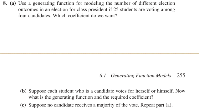 Solved 8 A Use A Generating Function For Modeling The 4576