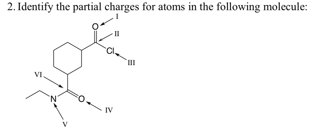 Solved 2. Identify the partial charges for atoms in the | Chegg.com