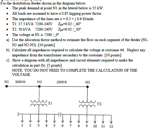 Solved For the distribution feeder shown in the diagram | Chegg.com