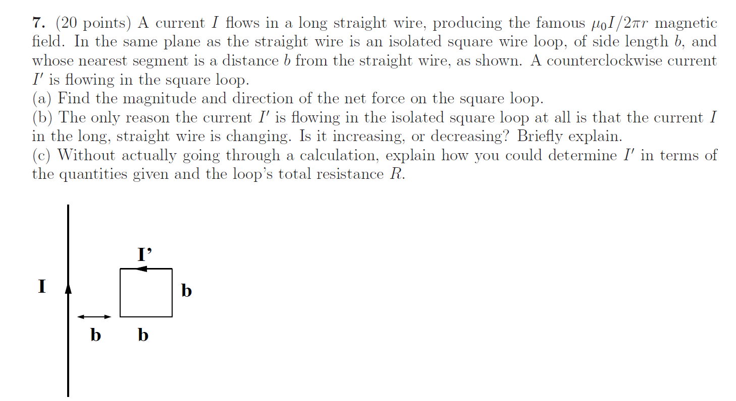 Solved A current I flows in a long straight wire, producing | Chegg.com