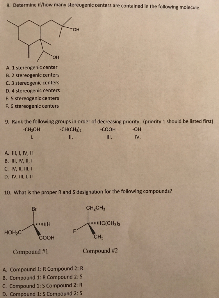 Solved Determine if/how many stereogenic centers are | Chegg.com