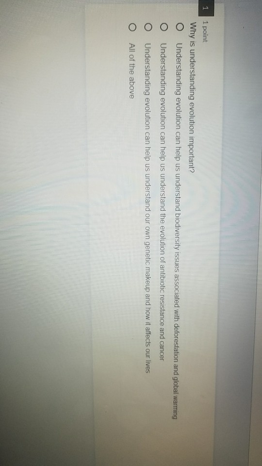 Solved 1 point Why is understanding evolution important? O | Chegg.com