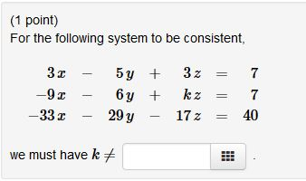 Solved (1 point) For the following system to be consistent, | Chegg.com