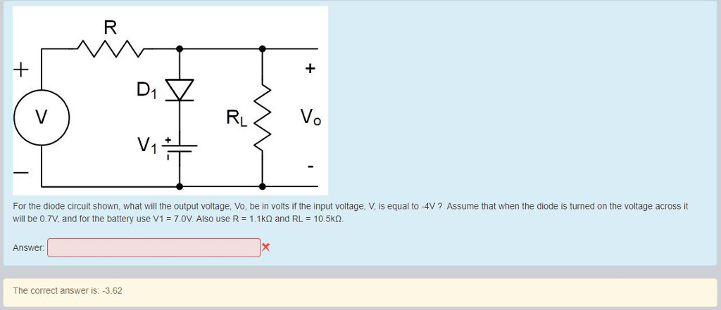 Solved V1 For the diode circuit shown, what will the output | Chegg.com