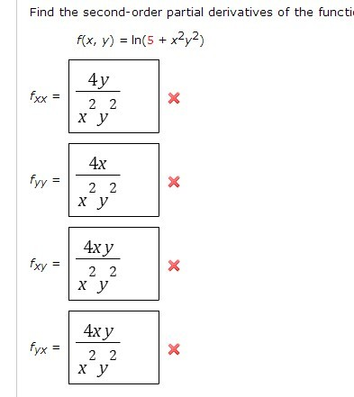 Solved Find the second-order partial derivatives of the | Chegg.com