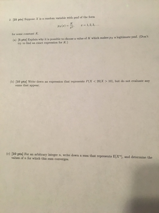 Solved Suppose X is a random variable with pmf of the form | Chegg.com