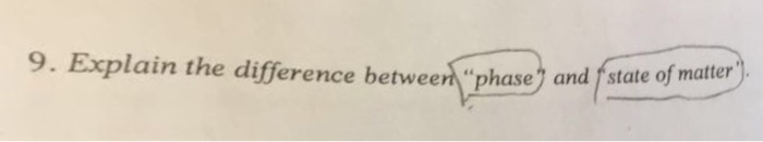 Solved Explain the difference between "phase" and "state of | Chegg.com