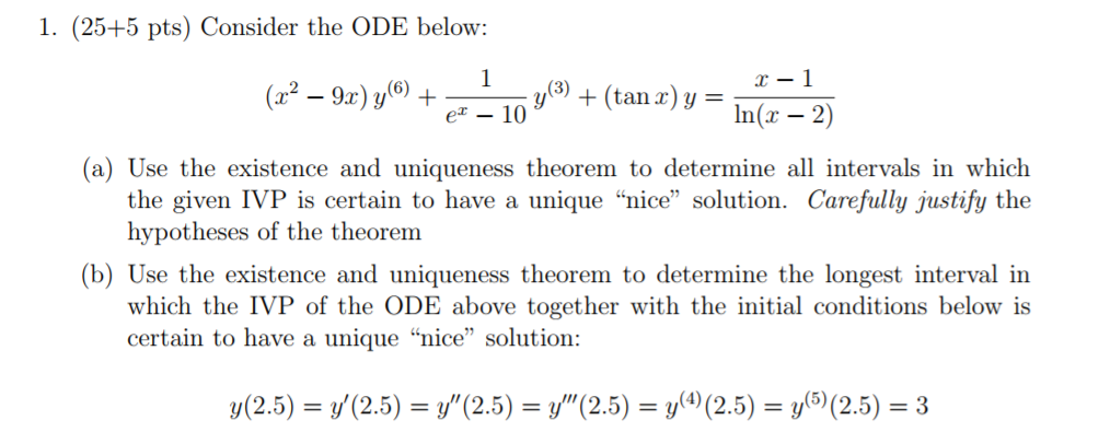 Solved 1. (25+5 pts) Consider the ODE below (3) + (tan x) y | Chegg.com