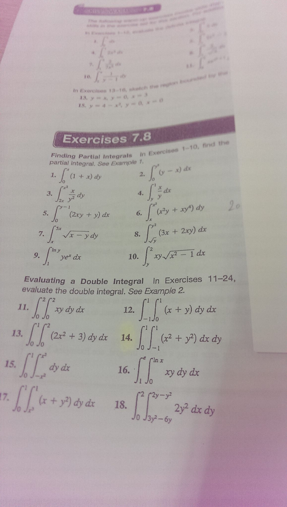 Solved Exercises 7. 1-10. find the Finding Part Integral in | Chegg.com