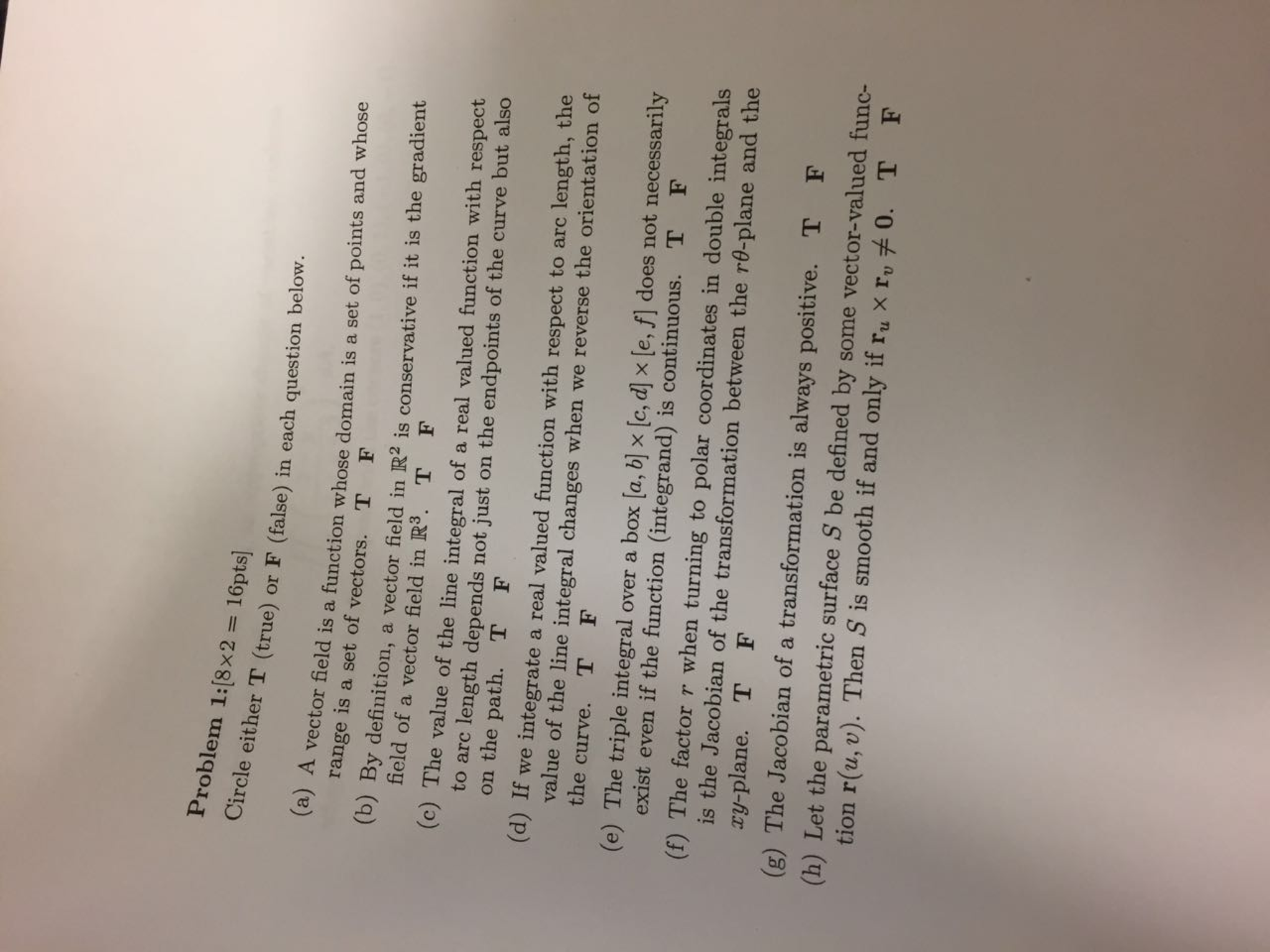 Solved Circle either T(true) or F (false) in each question | Chegg.com